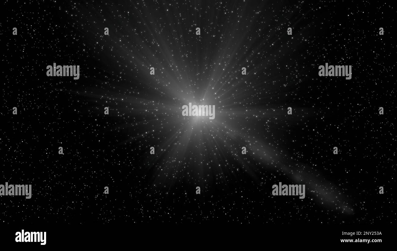 Black background with animated stars and light in the middle. Motion ...