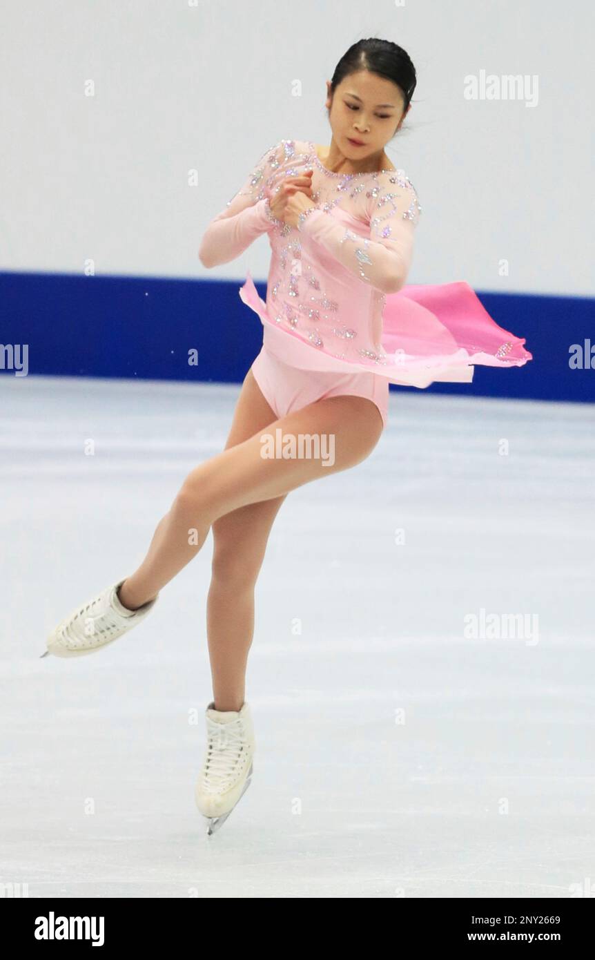 Japan's figure skater Satoko Miyahara takes part in the official ...