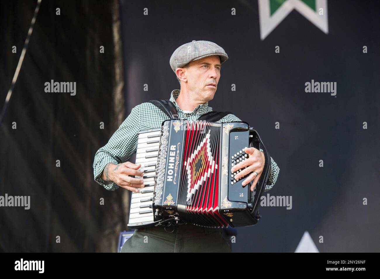 Matt Hensley of Flogging Molly performs during the 3rd Annual Shaky Knees Music Festival at ...