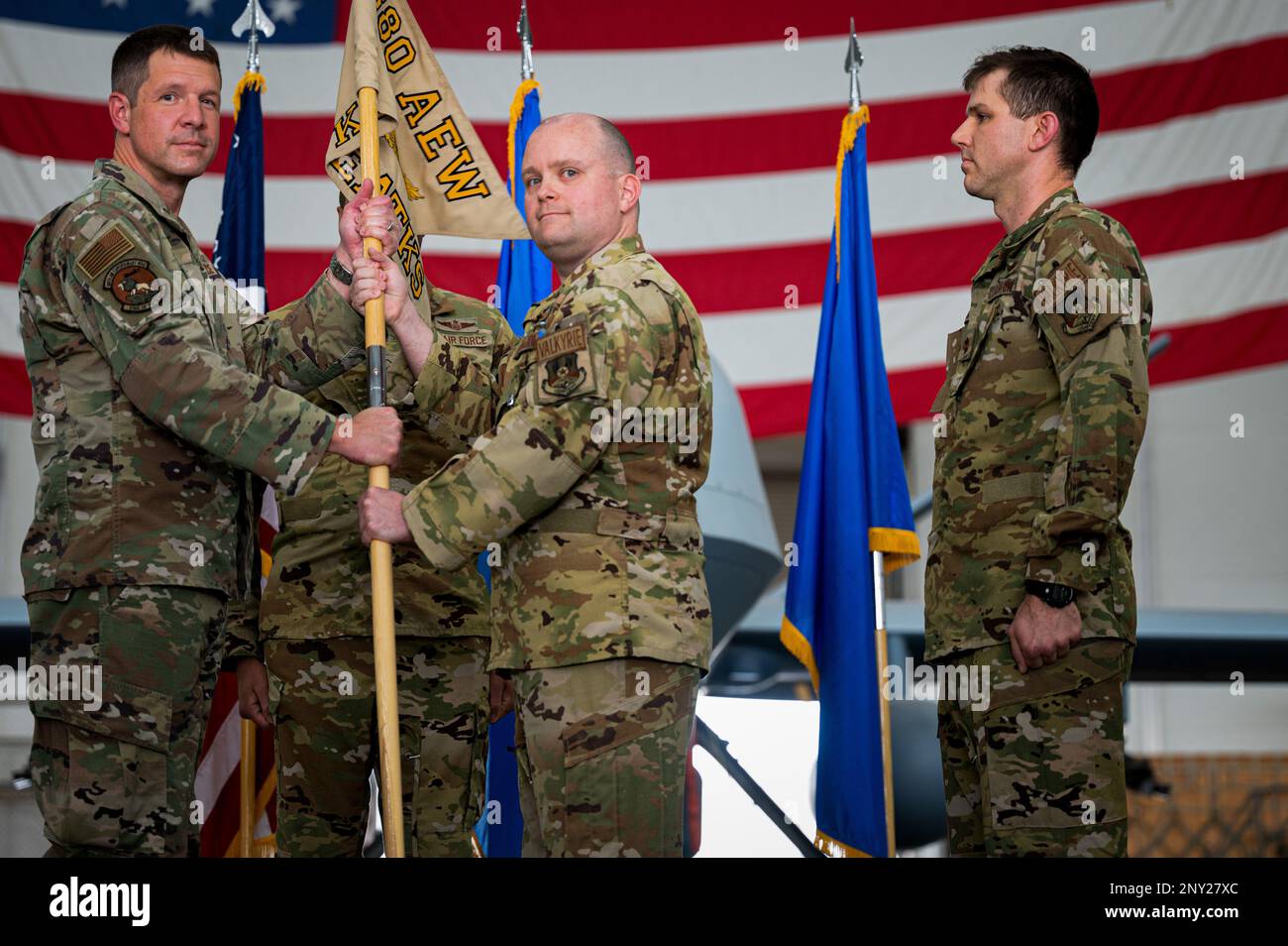 U.S. Air Force Brig. Gen. David R. Lopez (left), commander of 380th Air ...
