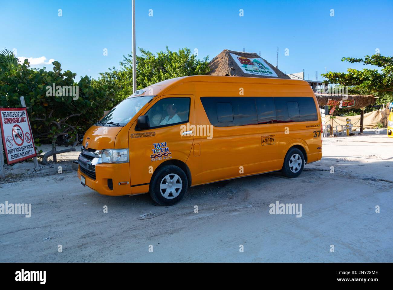 Mahahual, Quintana Roo, Mexico, An orange collectivo that is a name for ...