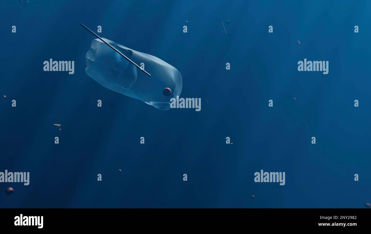 View of the blue sea in animation. Design. Light water with buoys ...