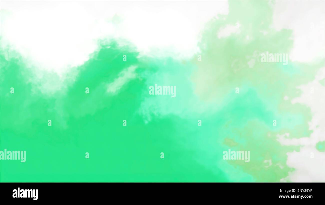 Green light background. Motion. Thick white clouds in the animation ...