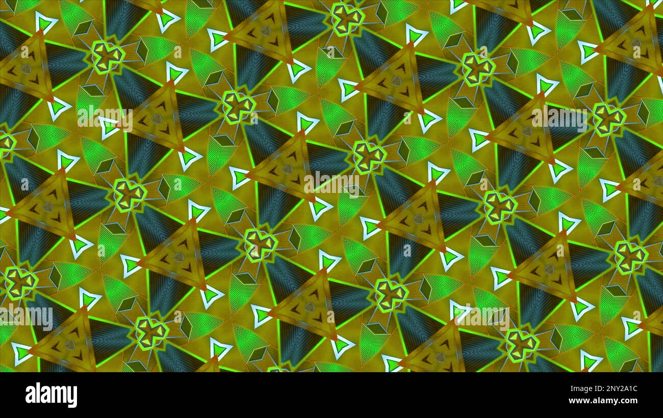 Kaleidoscope effect. Motion.Yellow backlit patterns in cartoon ...