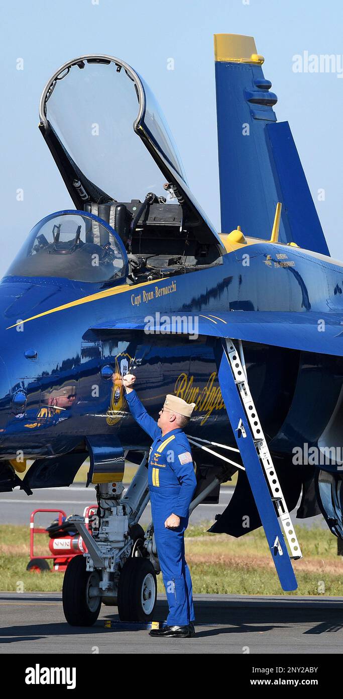 Navy Captain Ryan Bernacchi, flight leader and commanding officer ...
