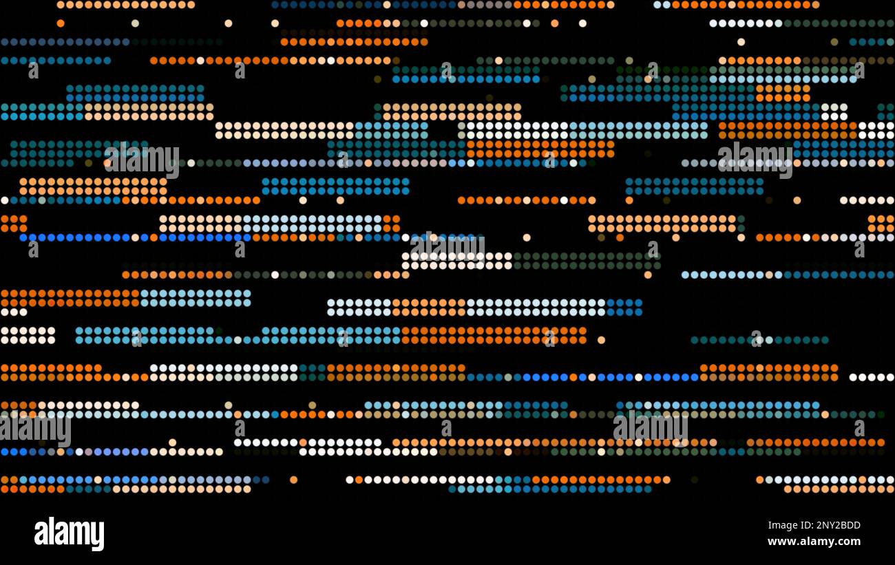 Black background. Motion. Small multicolored circles in animation ...