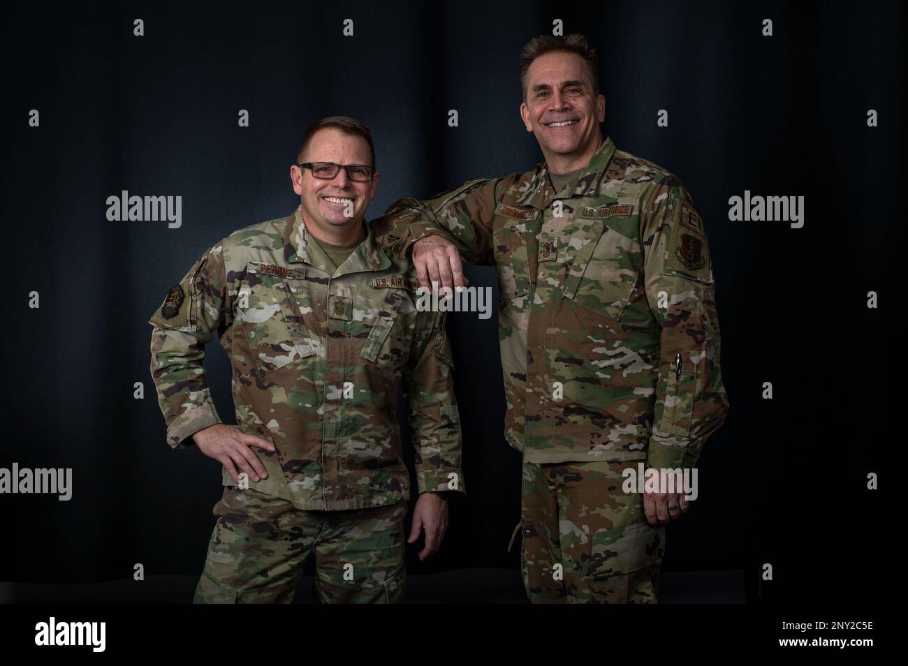 Senior Master Sgt. Lance Perone, left, and Chief Master Sgt. Michael ...