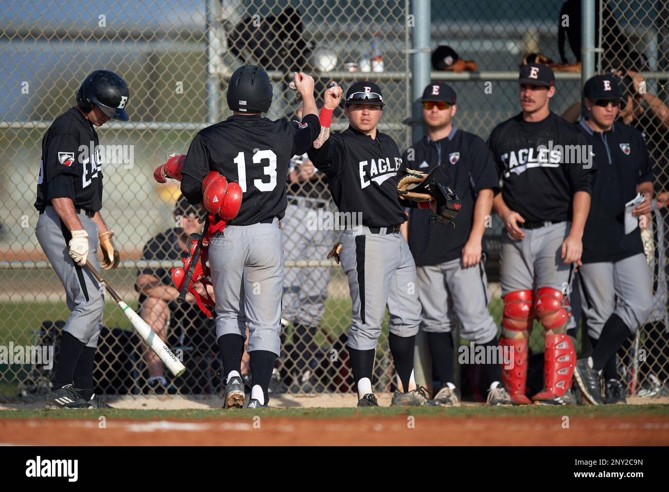 Edgewood Eagles Danny Appino (13) fist bumps Nik Visone (24) during the ...