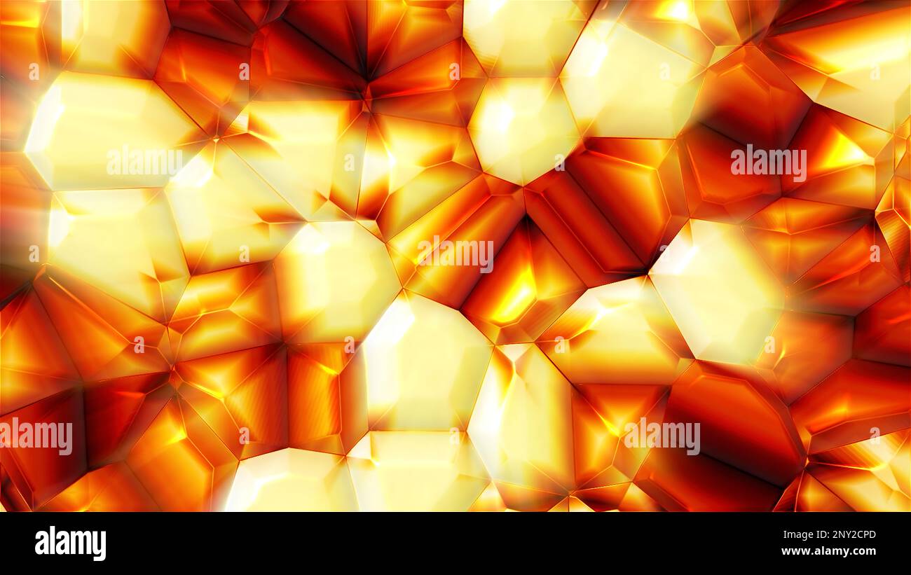 Orange light background. Motion. Three d animation with small pieces of ...