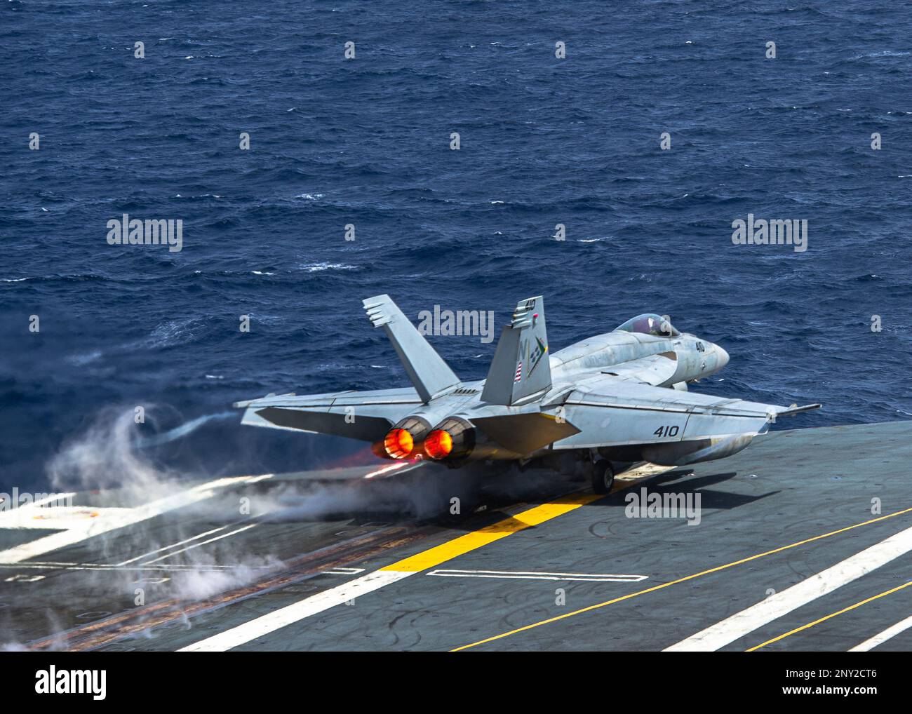230118-N-MH015-2035 SOUTH CHINA SEA (Jan. 18, 2023) An F/A-18E Super Hornet from the “Blue ...