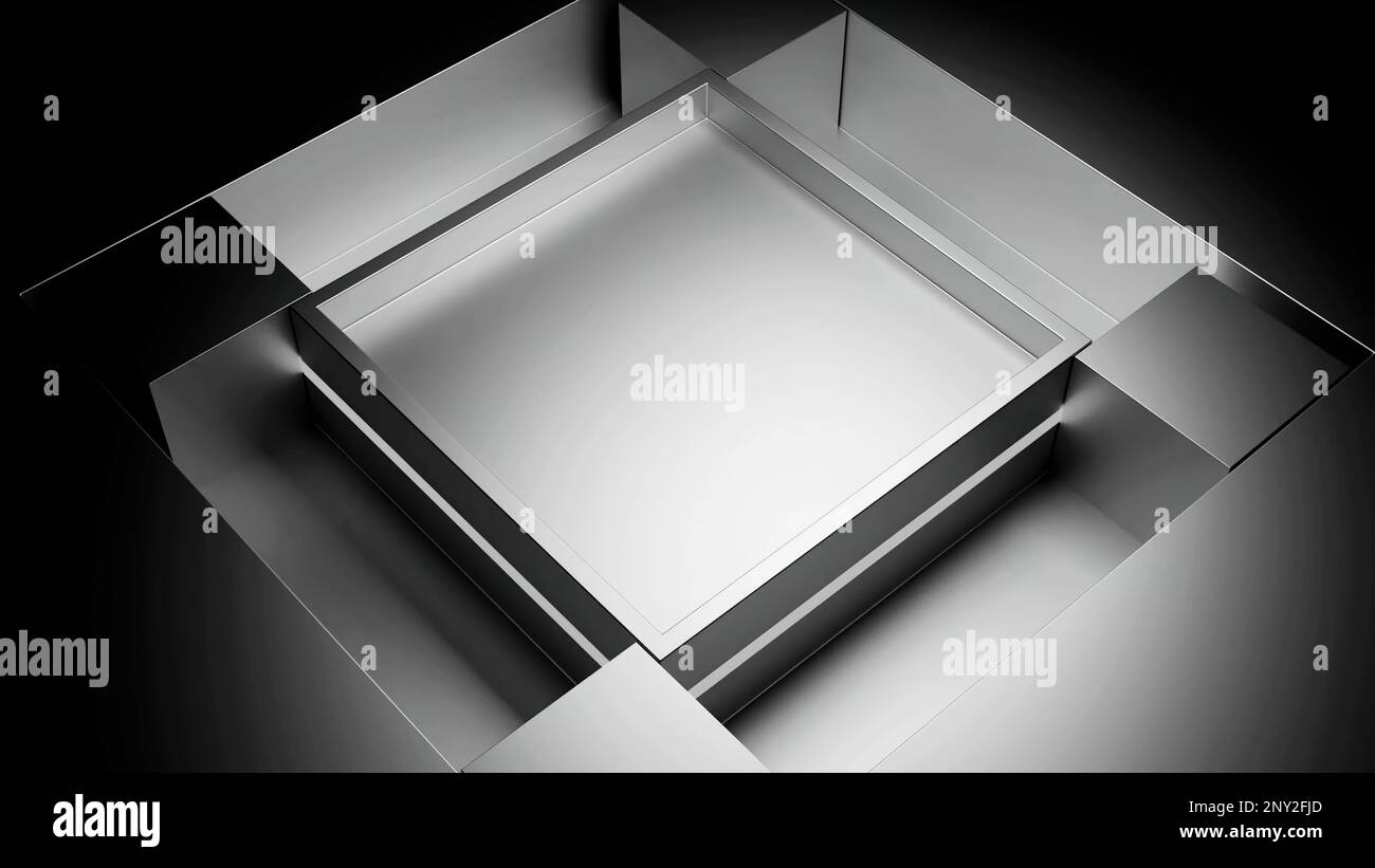 3D abstraction with cubes moving around the figure on a black ...