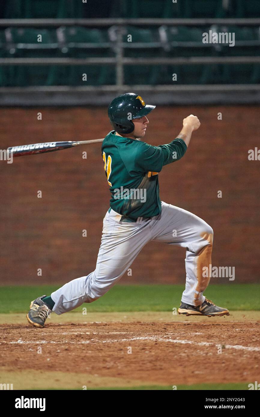 Siena Saints third baseman Jordan Folgers (12) at bat during a game ...