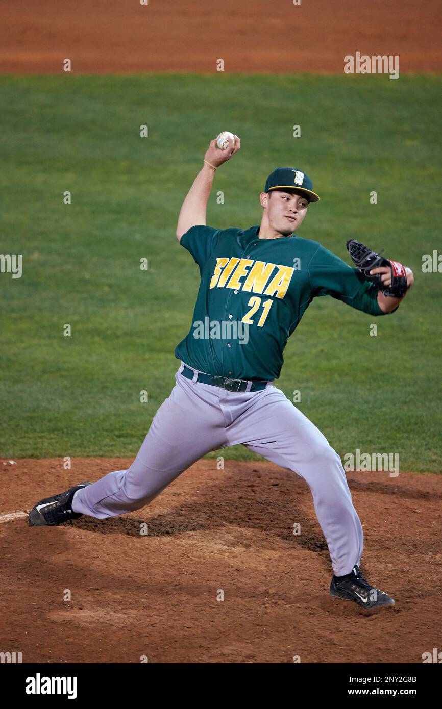Siena Saints relief pitcher John Nolan (21) delivers a pitch during a ...