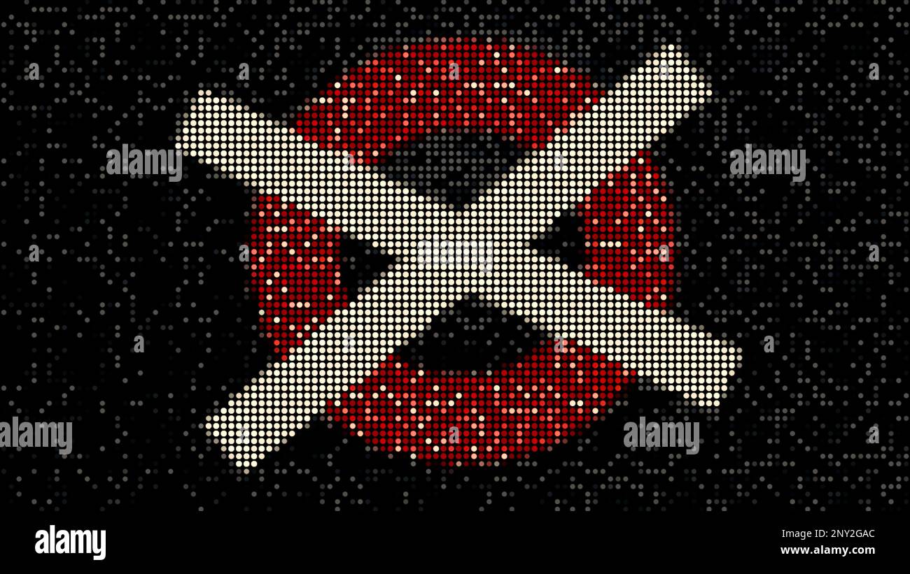 Abstract monitor with tv noise effect and two crossed stripes against ...