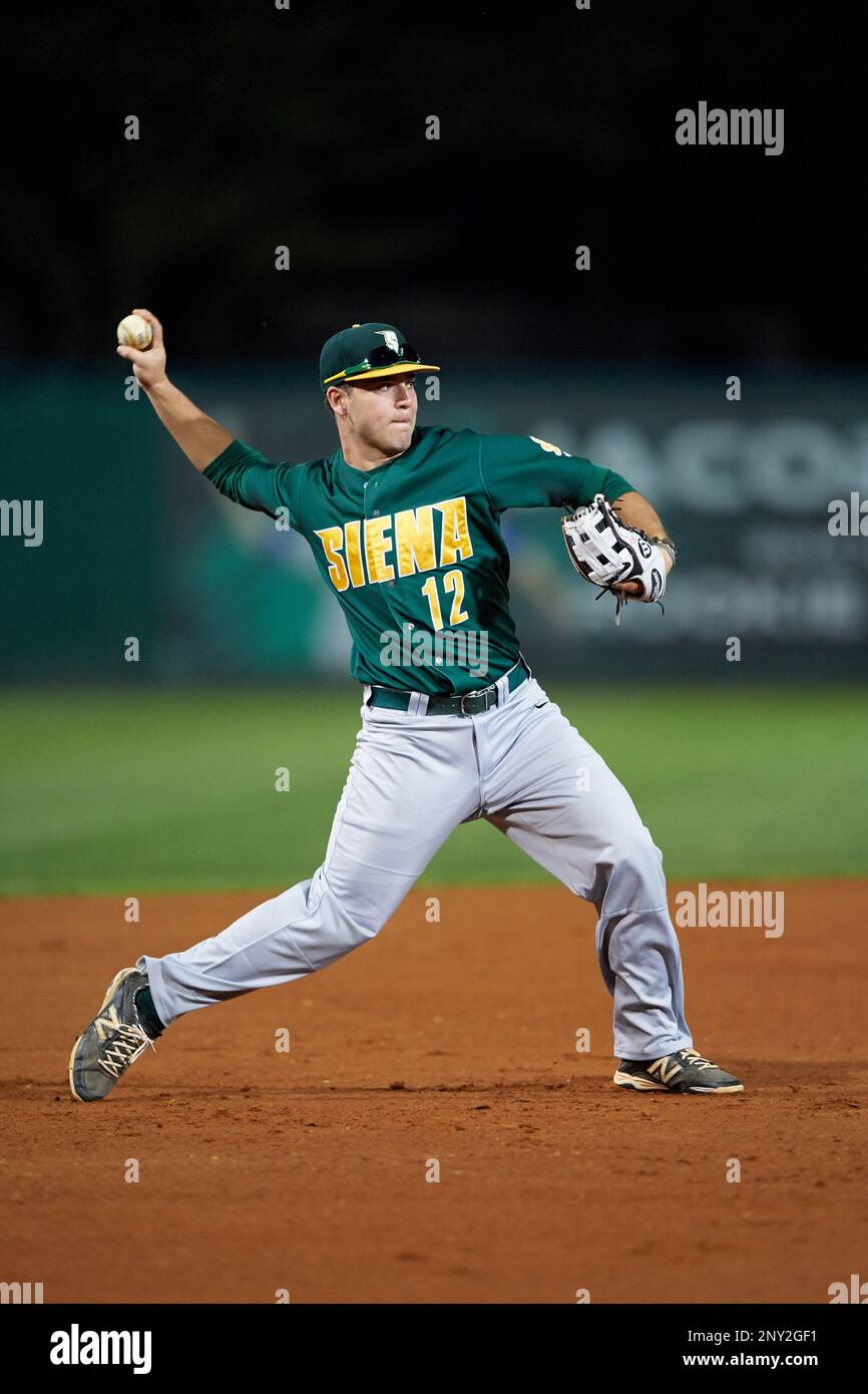 Siena Saints third baseman Jordan Folgers (12) during a game against ...