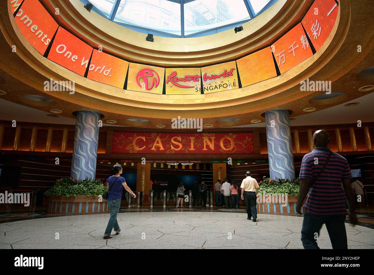 The entrance of the casino at Resorts World Sentosa (RWS). The company ...