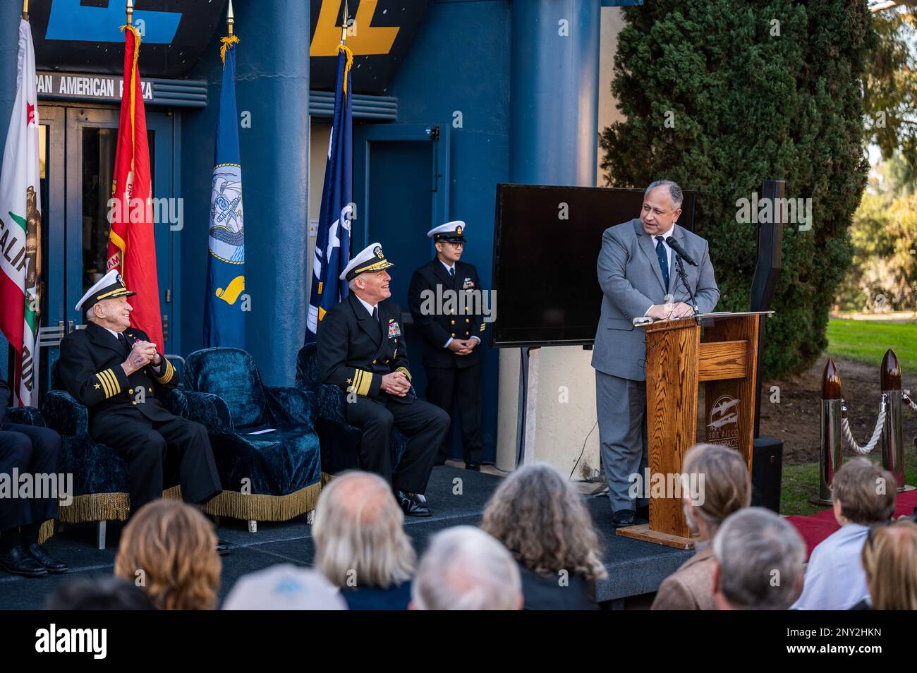 SAN DIEGO (Jan. 20, 2023) — Secretary of the Navy Carlos Del Toro delivers remarks during a ...