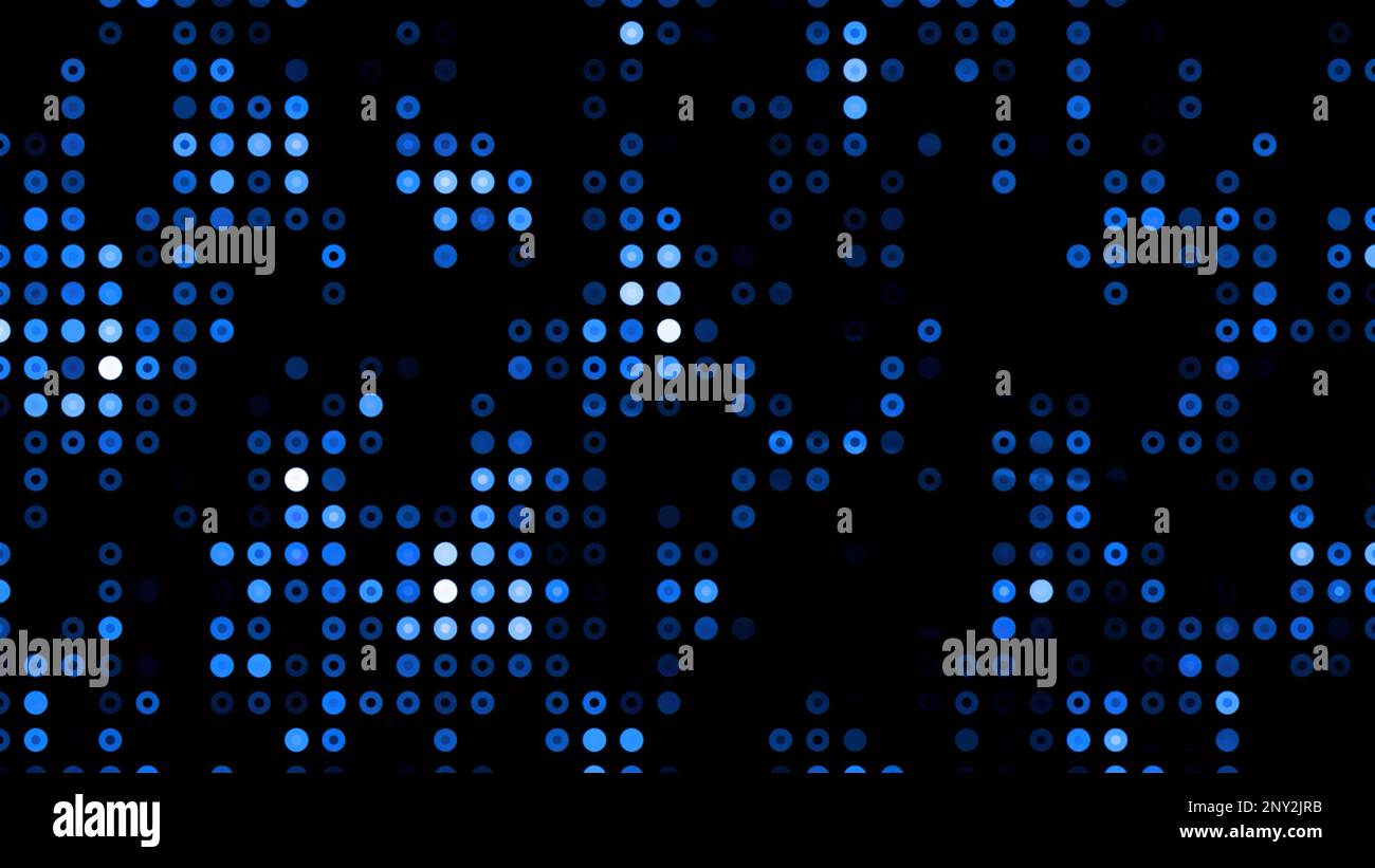 Multicolor abstract stripes of round mosaic cells moving along the screen. Motion. Retro screen ...