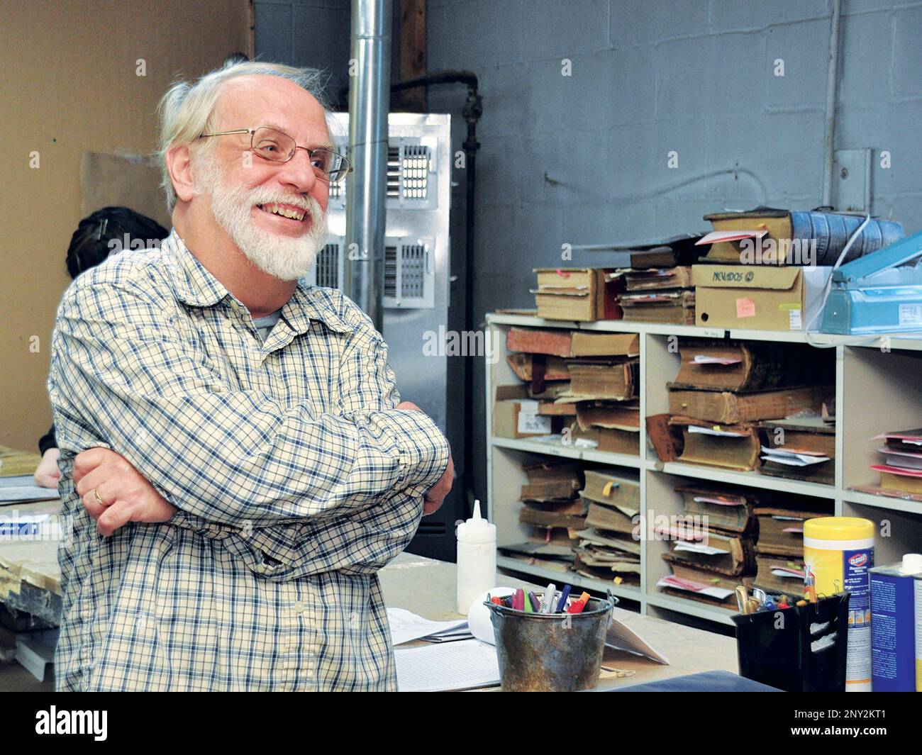 Eric Haley, owner of Leonard's Book Restoration in Burrows, Ind.,has ...