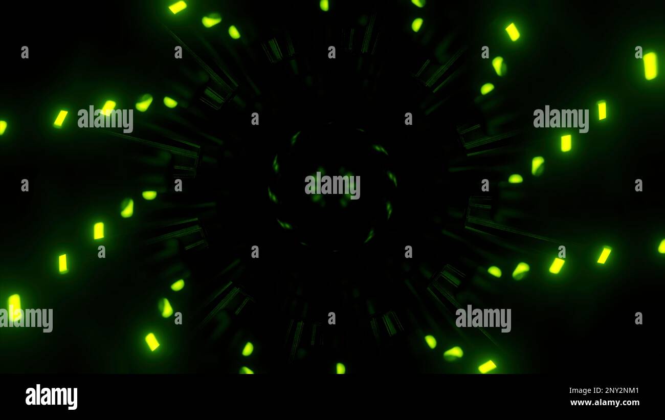 Infinite trippy tunnel of neon lights on a black background. Design ...