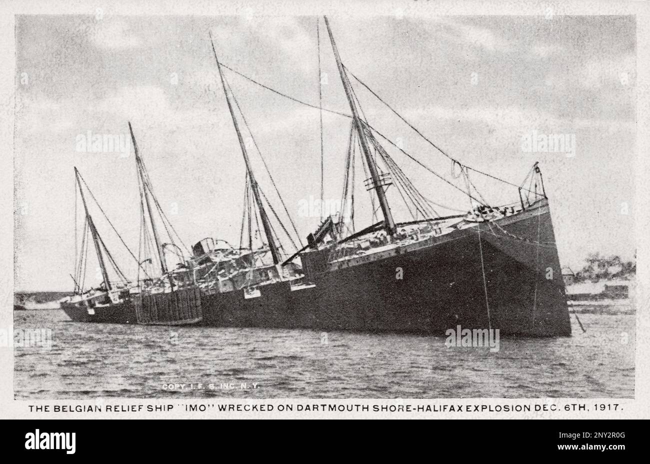 SS Imo Steamship, beached at Dartmouth NS Harbour, 1917 postcard ...