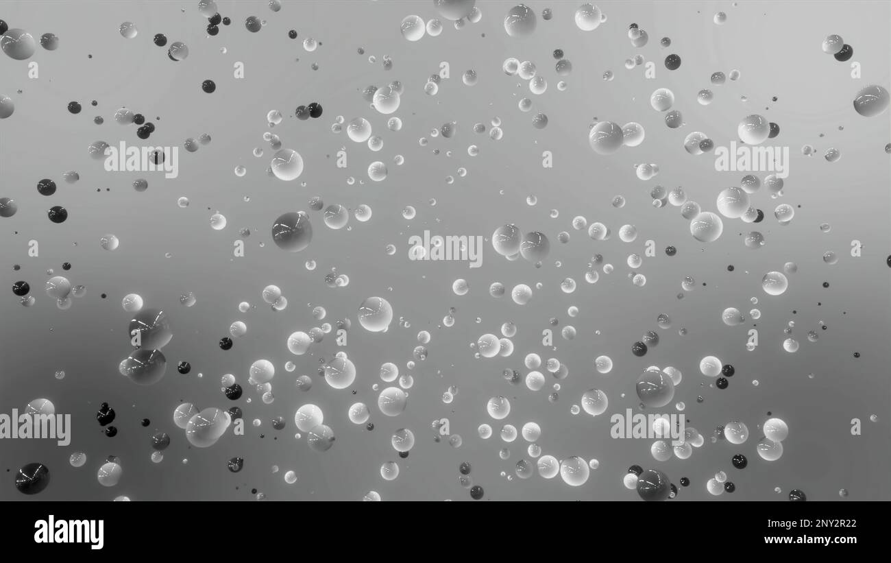 Monochrome particles flying slowly on a grey background. Motion. Small ...