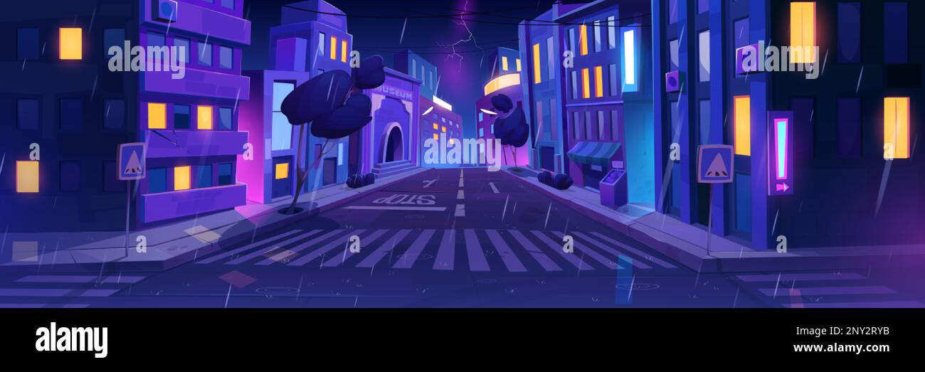 Night Street Background Cartoon