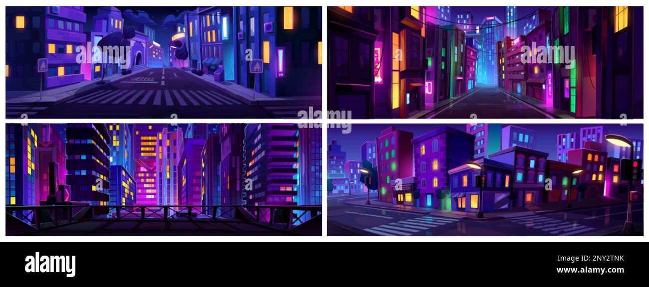 Night Street Background Cartoon