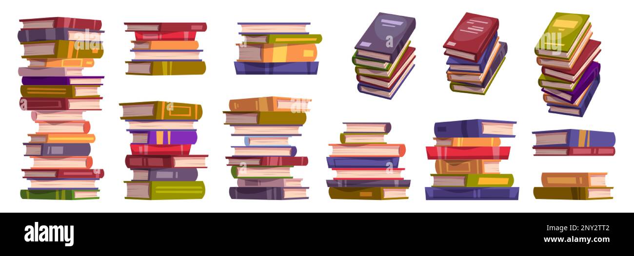 Cartoon set of book stacks isolated on white background. Vector ...