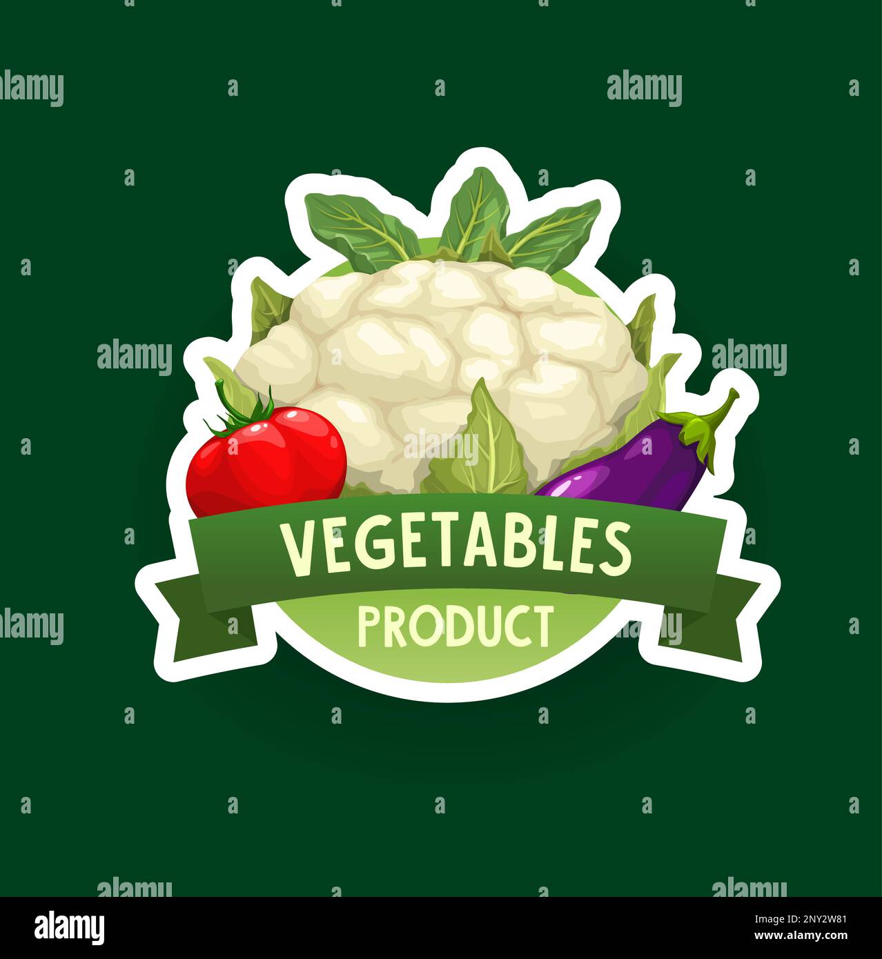 Vegetable badge or icon. Organic farm veggie, market or grocery store ...