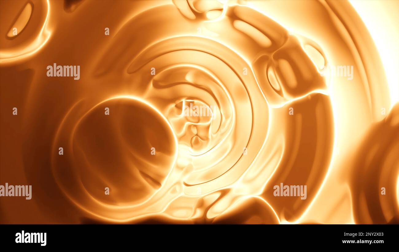 Hypnotic calm effect of liquid surface with silhouettes of bubbles and ...