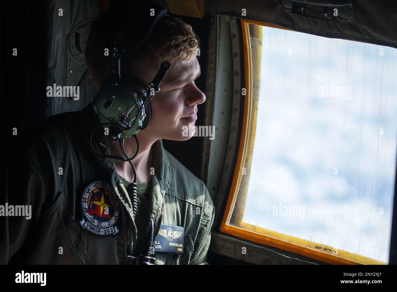 U.S. Marine Corps Lance Cpl. Alexander Marcoullier, a loadmaster with ...
