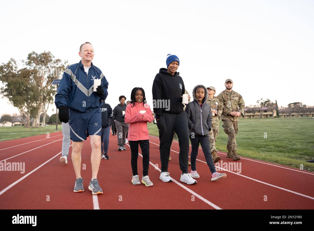 U.S. Air Force Col. Derek Salmi, left, 60th Air Mobility Wing commander ...