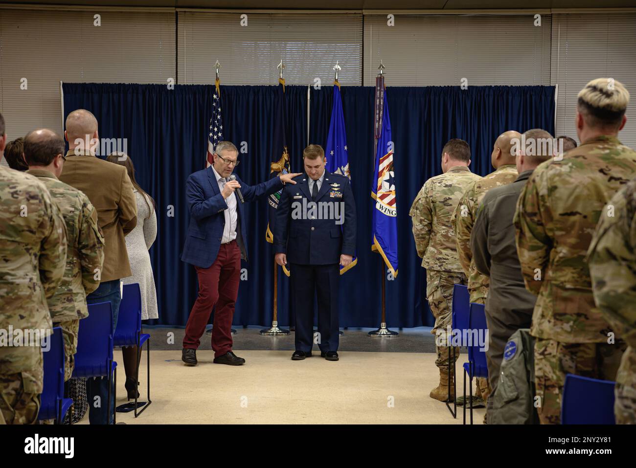 U.S. Air Force Lt. Col. Gregory Van Heukelum (ret.) recites a prayer at ...