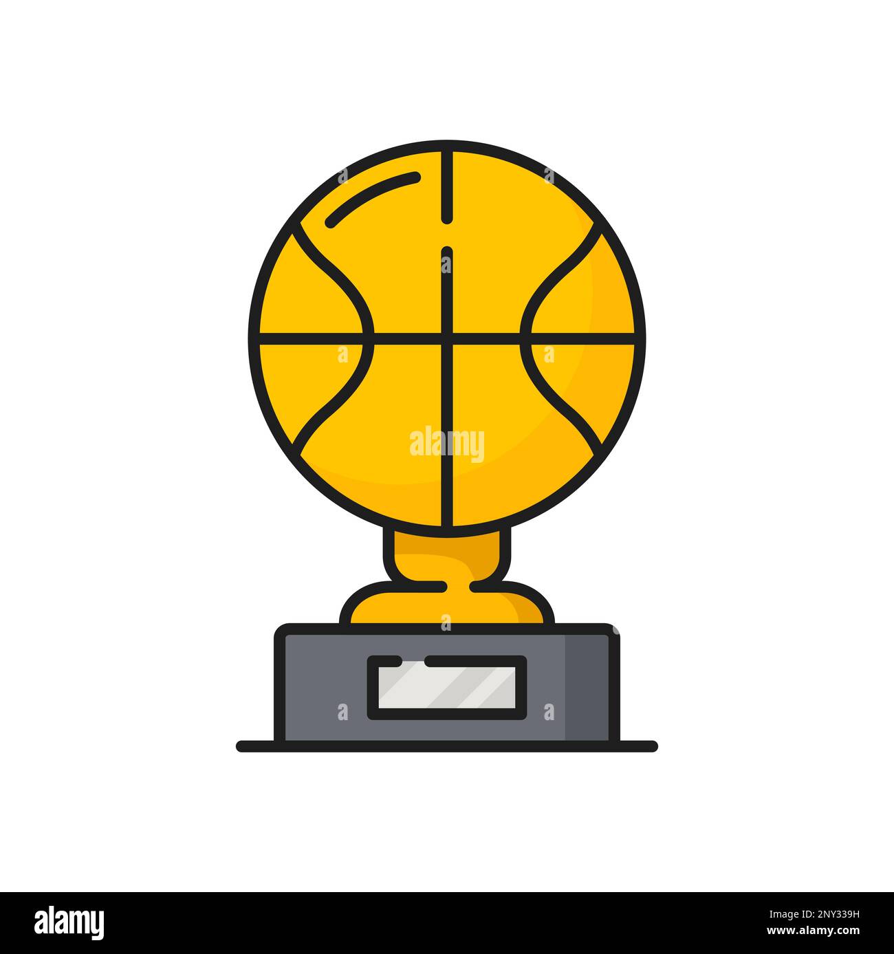 Trophy cup on basketball sport game, goblet or award line icon. Vector ...