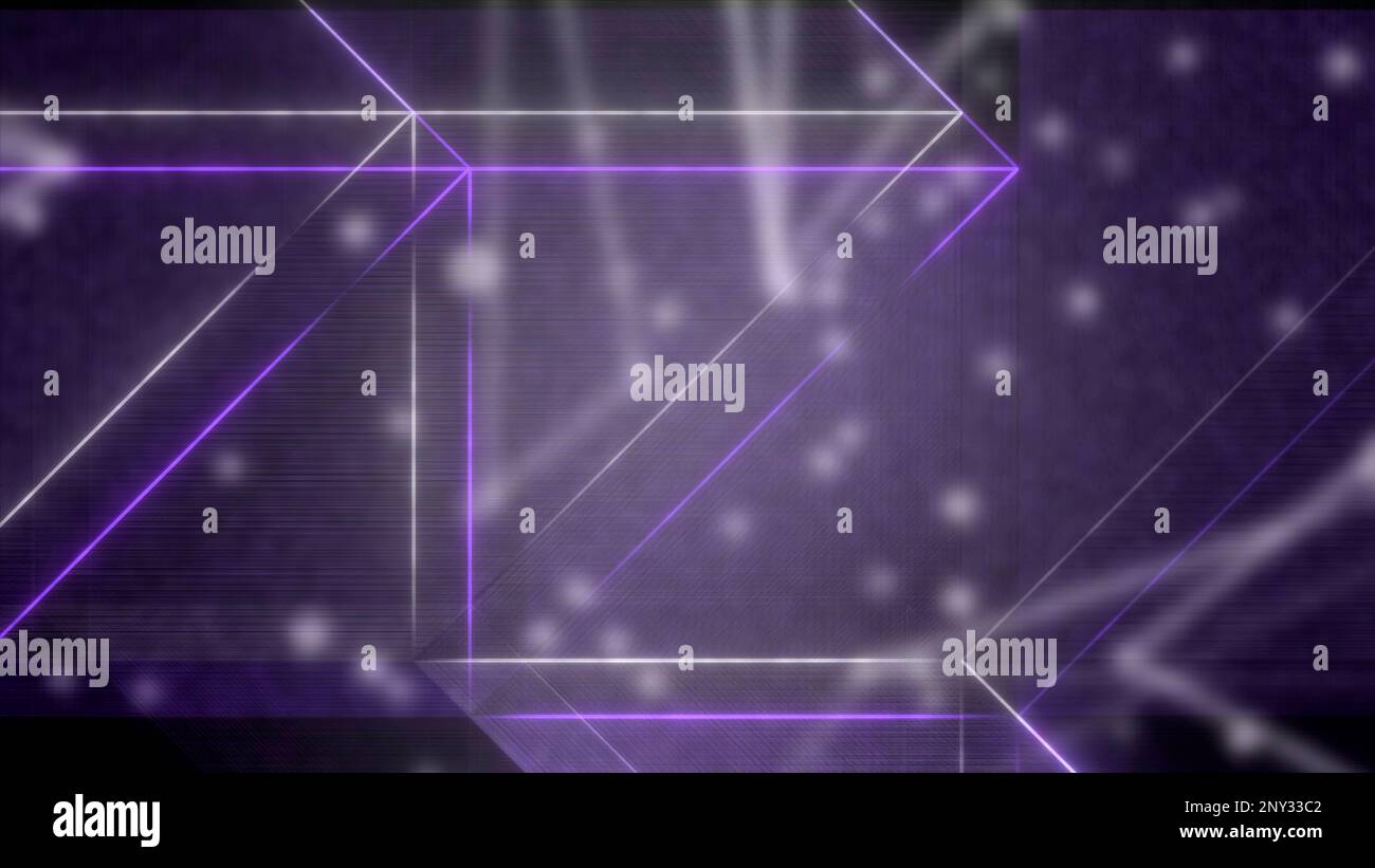 Abstract neon lines, angles, and dots on a black background. Motion ...