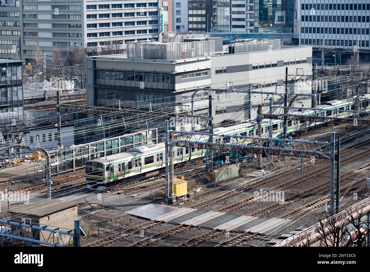Tokyo, Japan. 6th Feb, 2023. A JR East local metro train arrives to ...