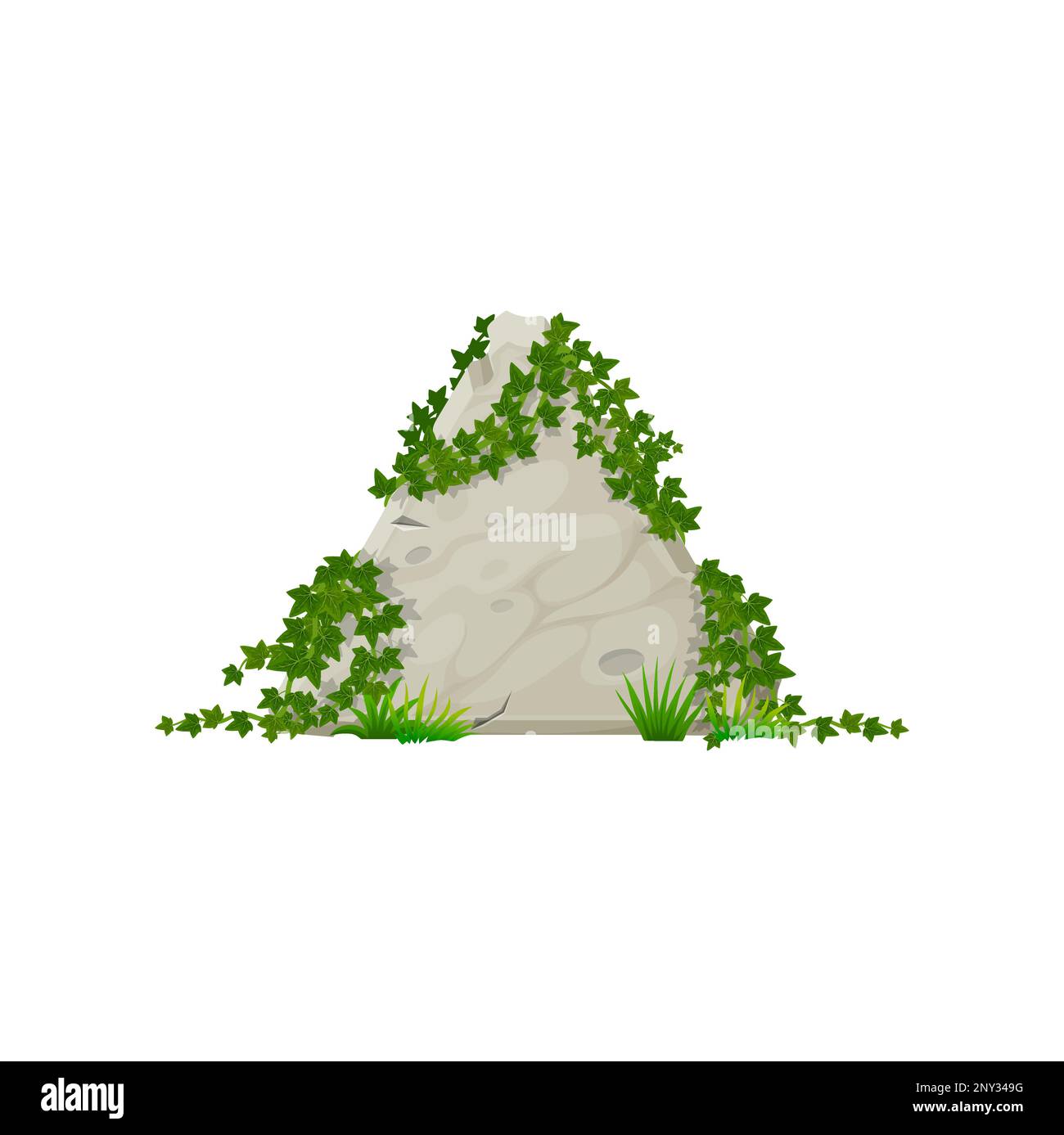 Cartoon forest jungle ivy leaves on triangle shape rock, game ui asset ...