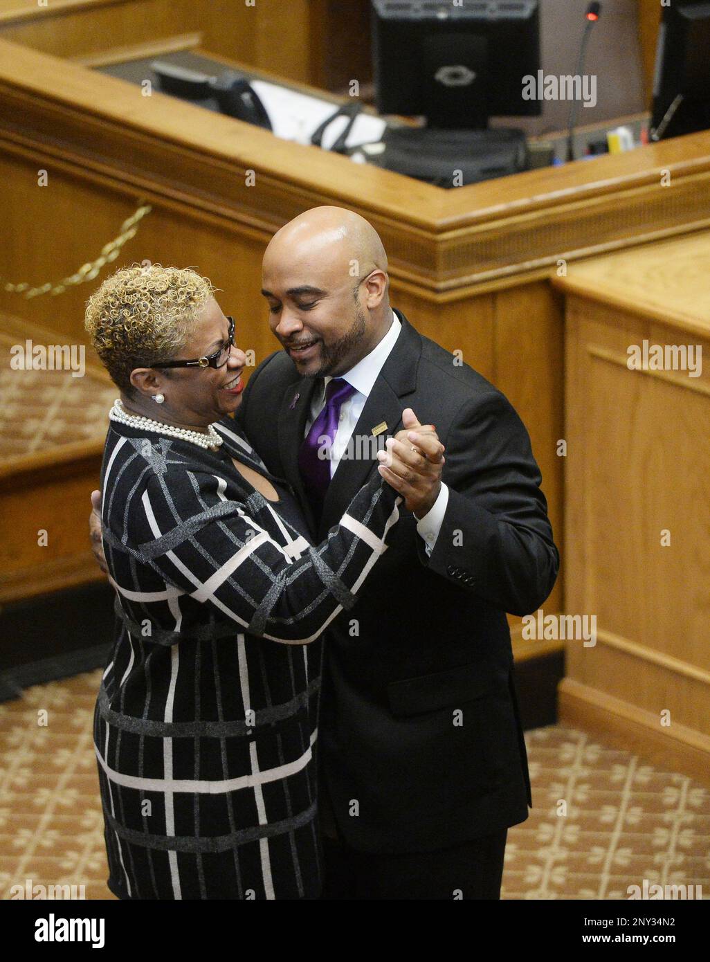 In an Oct. 27, 2017 photo, Larry Brown Jr. is sworn in by N.C. Supreme ...