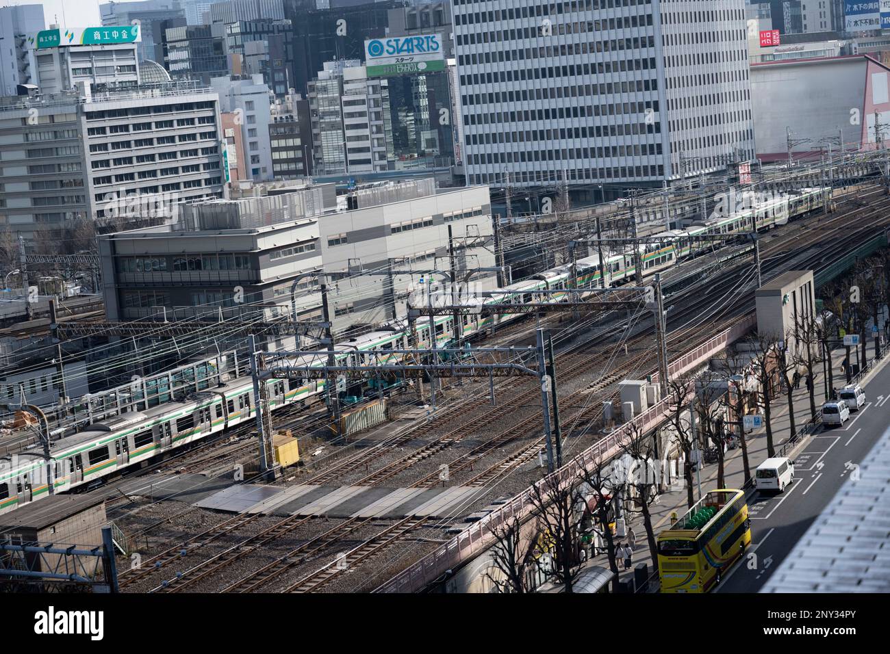 Tokyo, Japan. 6th Feb, 2023. A JR East local metro train arrives to ...