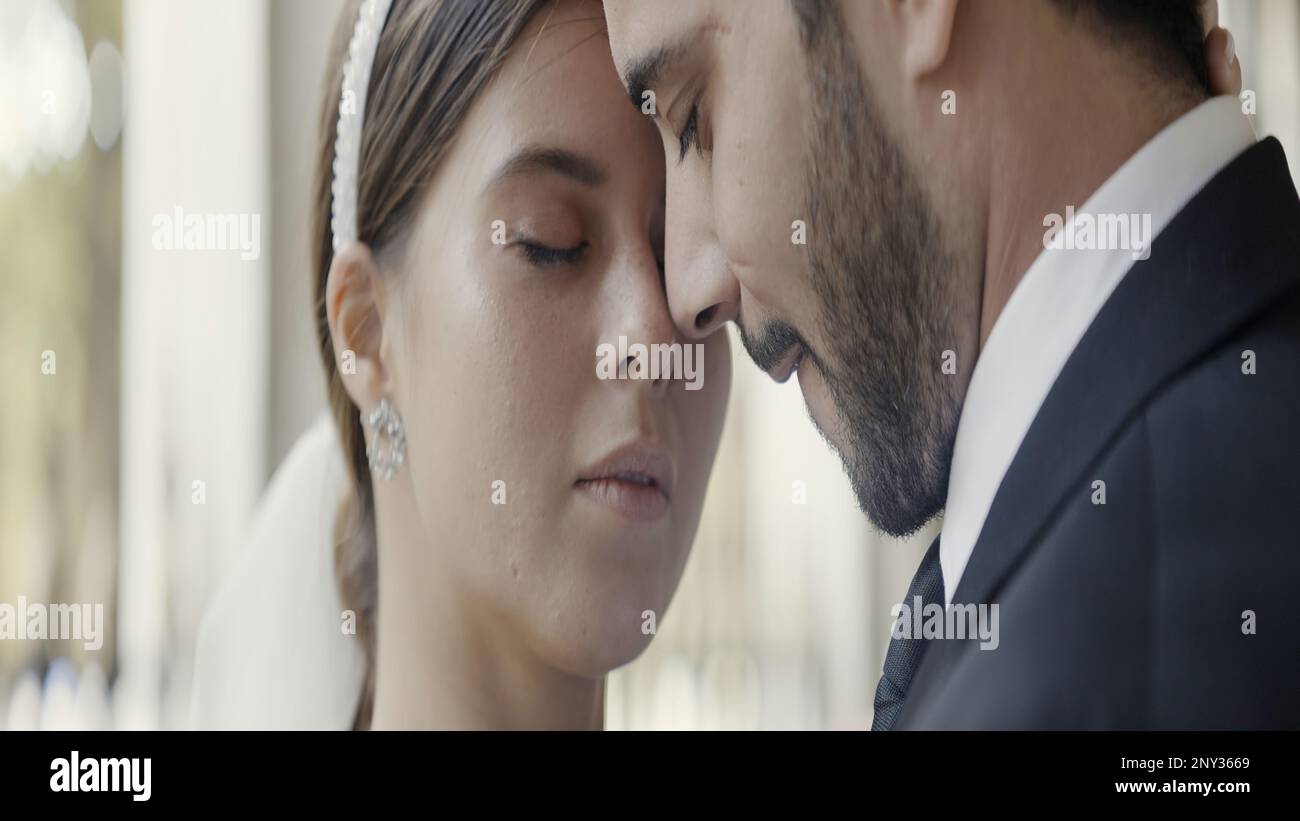 A couple enjoying each other. Action. An adult man with stubble and a ...