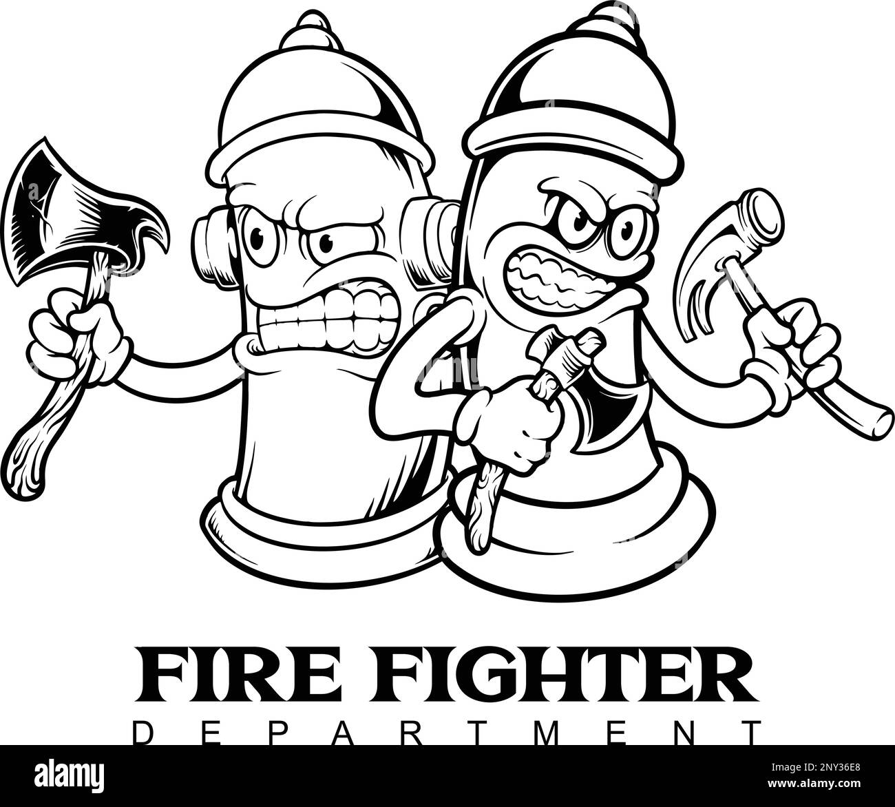 Hydrant firefighter department logo black and white vector ...