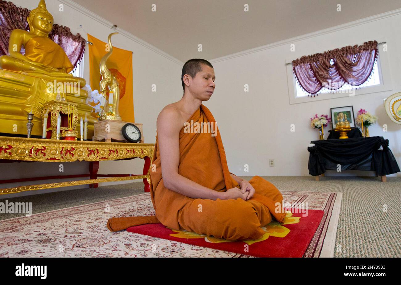 In an Oct. 27, 2017 photo, Singto Korsungnoen, who is a monk, meditates ...