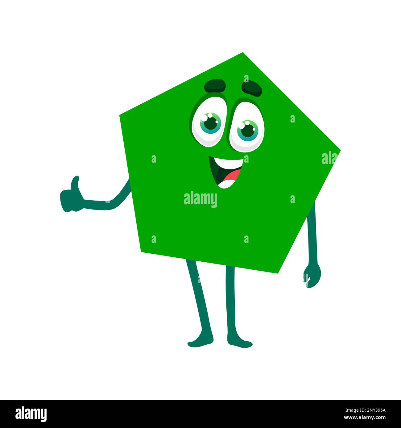 Pentahedron math shape character, green geometric figure personage with ...