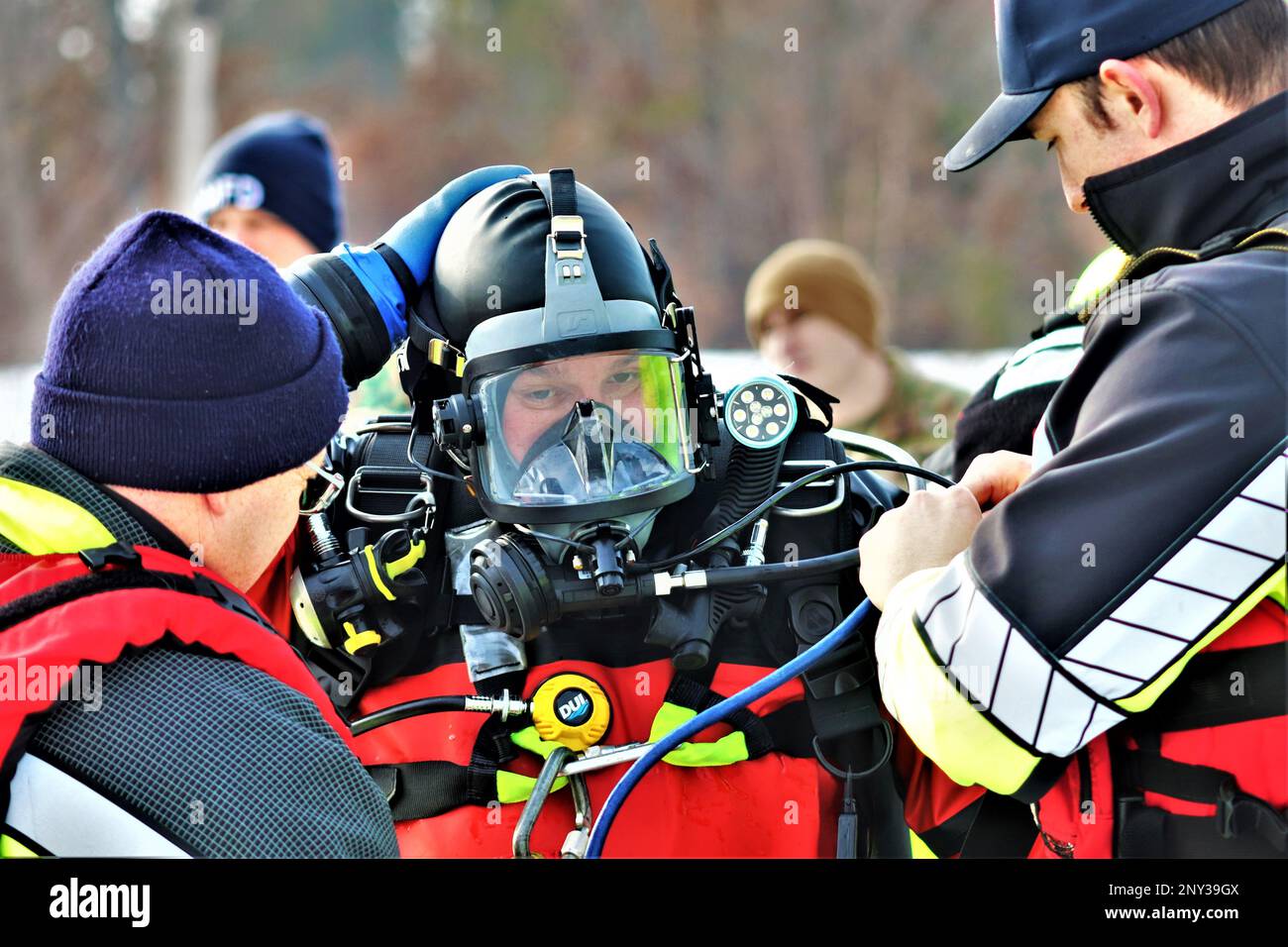 Firefighters emt rescue training in winter and ice hi-res stock ...