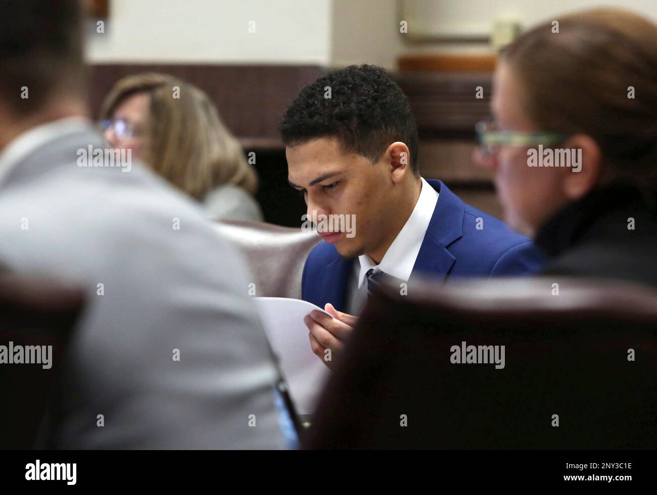 Jorge Sanders-Galvez sits in court during his first-degree murder trial ...