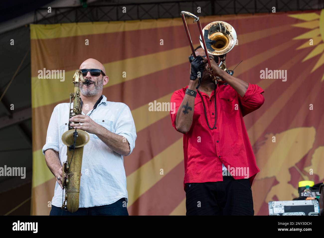 Ben Ellman and Corey Henry of Galactic perform with Macy Gray during ...