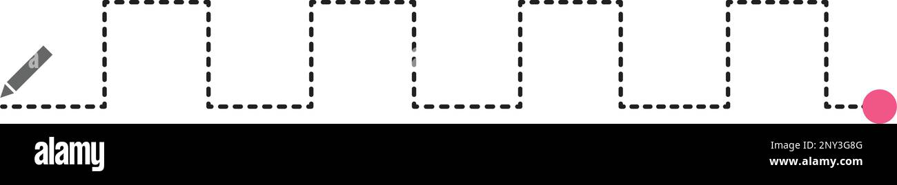 Tracing lines dotted outline shape preschool and kindergarten school ...