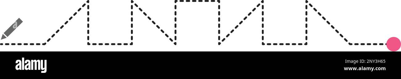 Tracing lines dotted outline shape preschool and kindergarten school ...