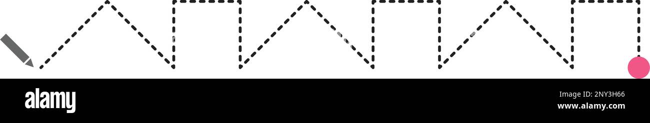 Tracing lines dotted outline shape preschool and kindergarten school ...